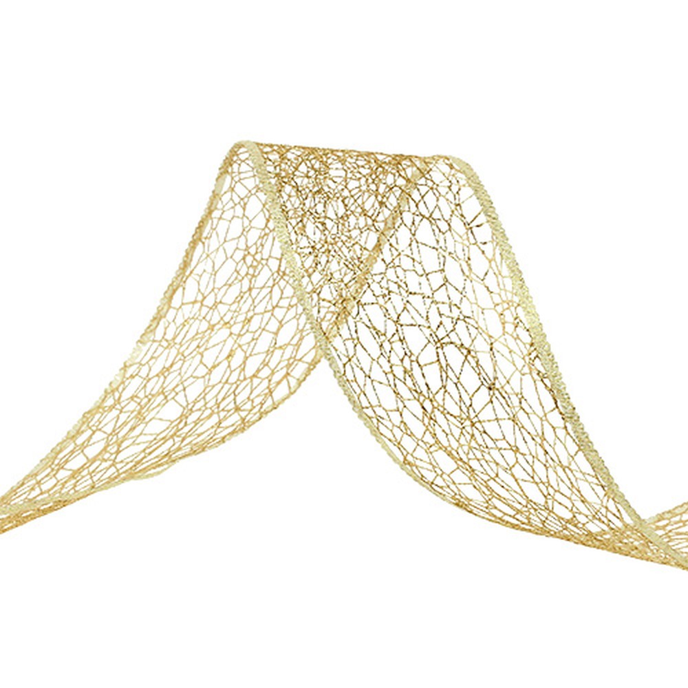 Floristik24.ie Deco ribbon net ribbon gold 50mm 20m