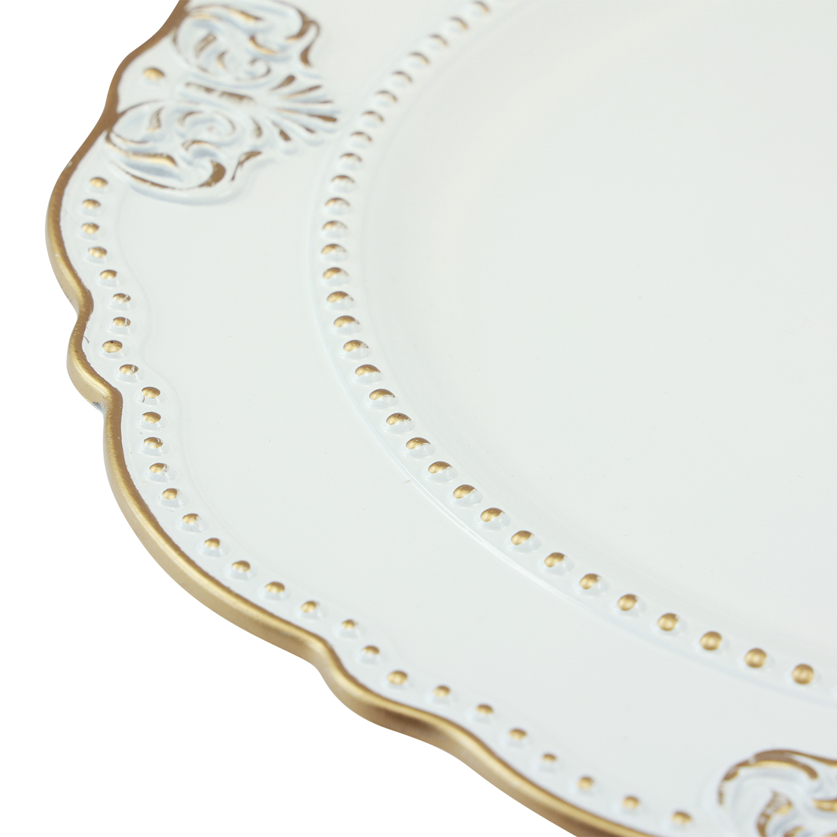 Floristik24.ie Decorative plate round plastic antique plate white gold ...