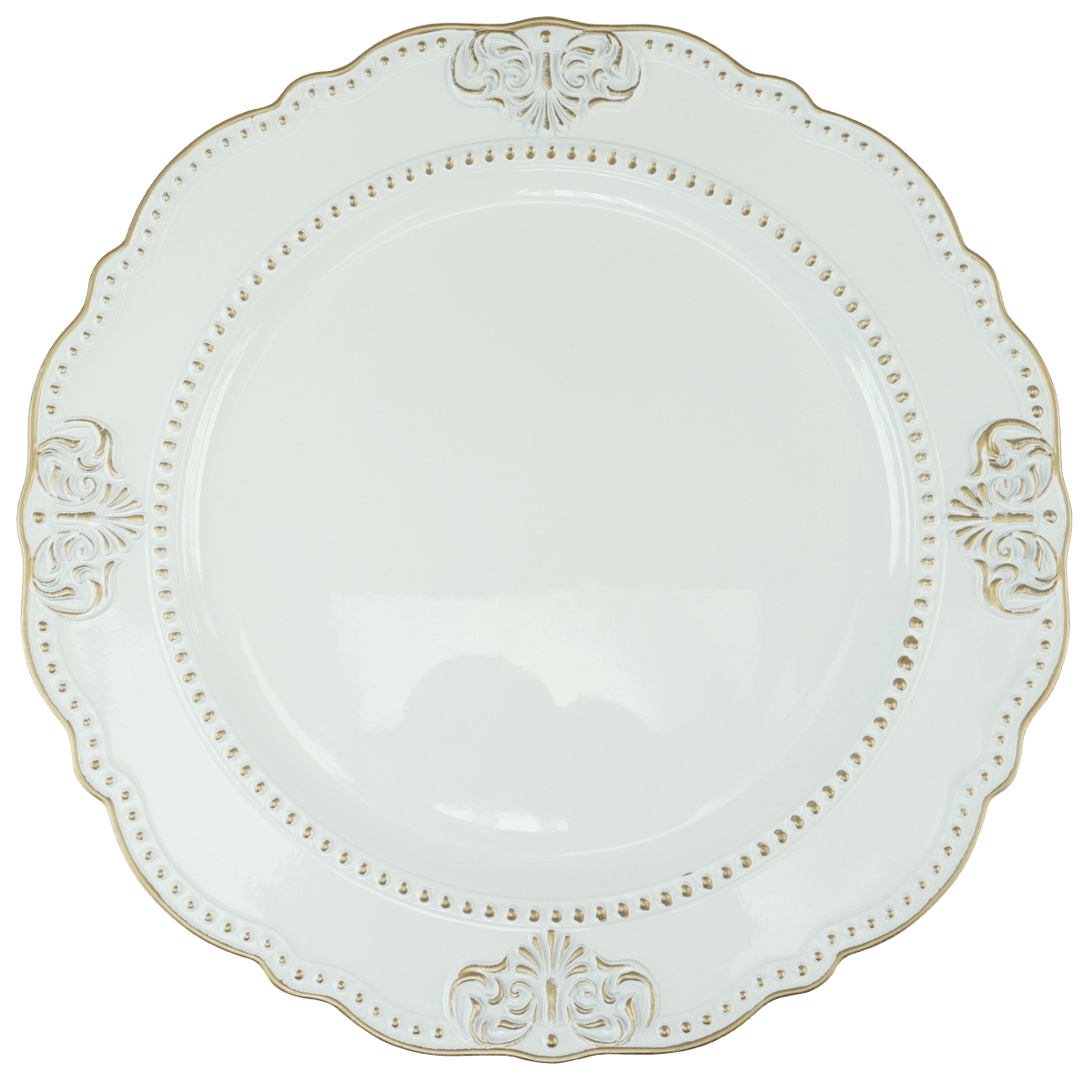 Floristik24.ie Decorative plate round plastic antique plate white gold ...