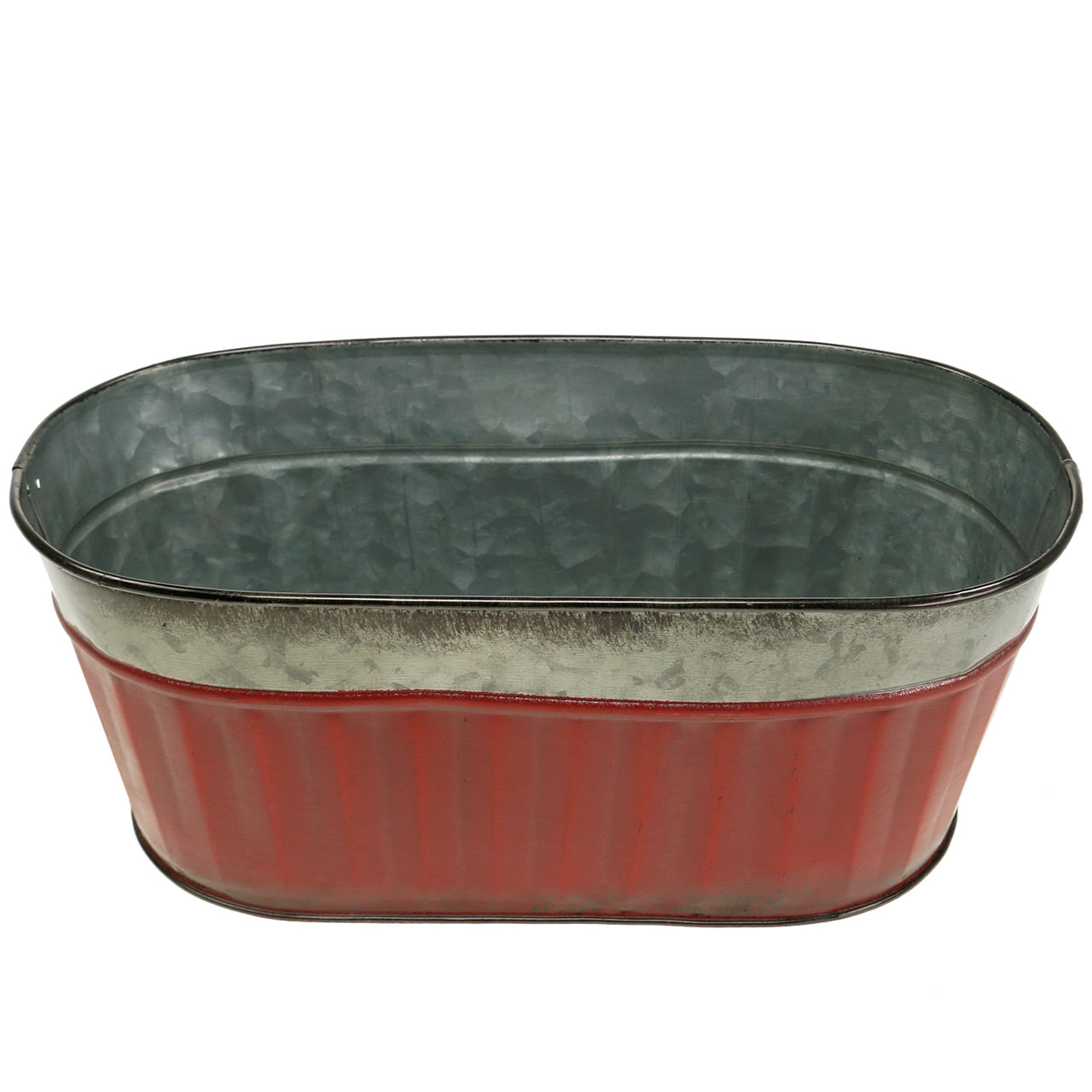 Floristik24.ie Oval plant pot red, silver zinc 26 × 13cm H11cm