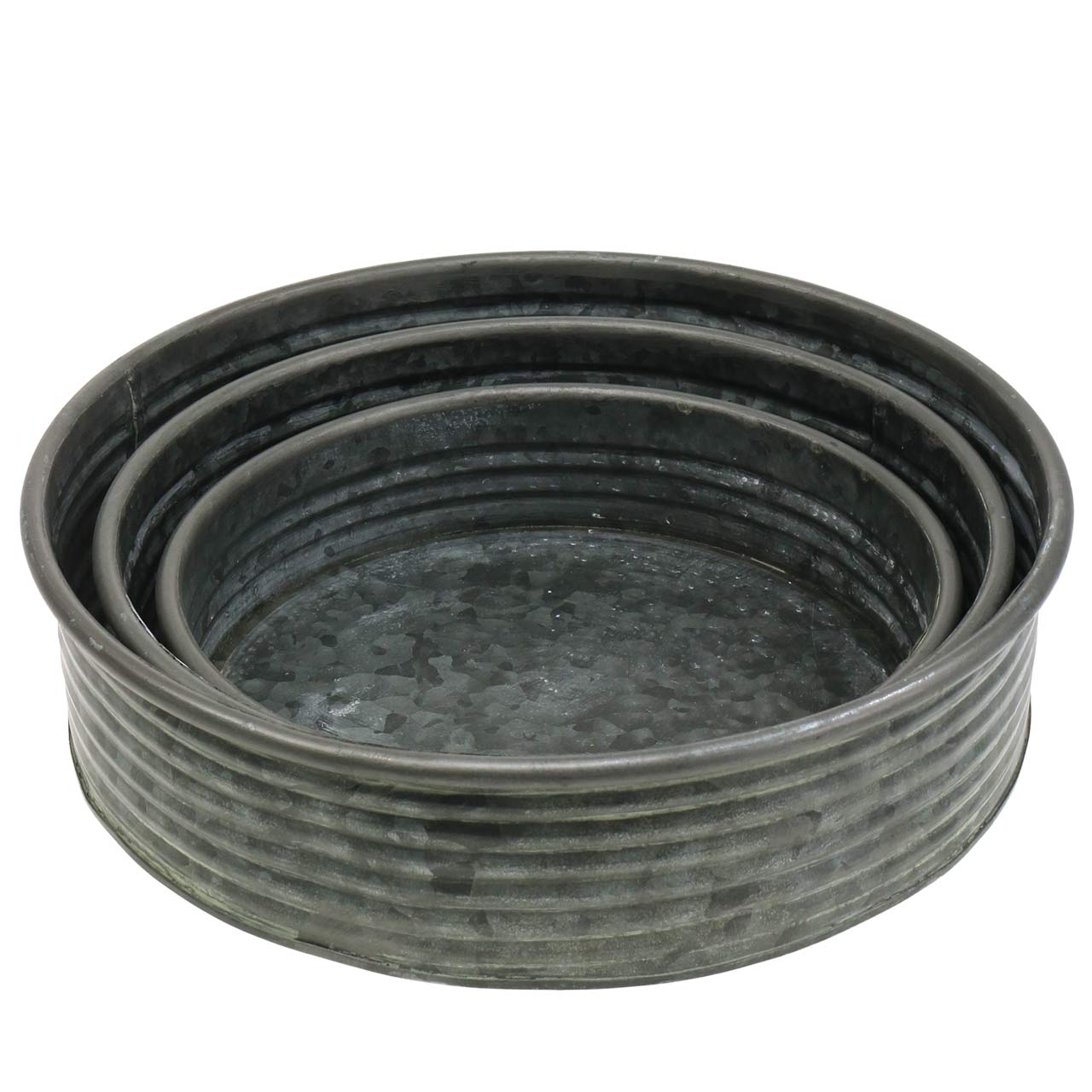 Floristik24.ie Zinc bowl, round, gray, Ø23.5 / 27 / 31cm, set of 3-67894