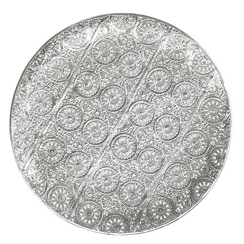 Floristik24.ie Decorative plate silver with ornament Ø32cm
