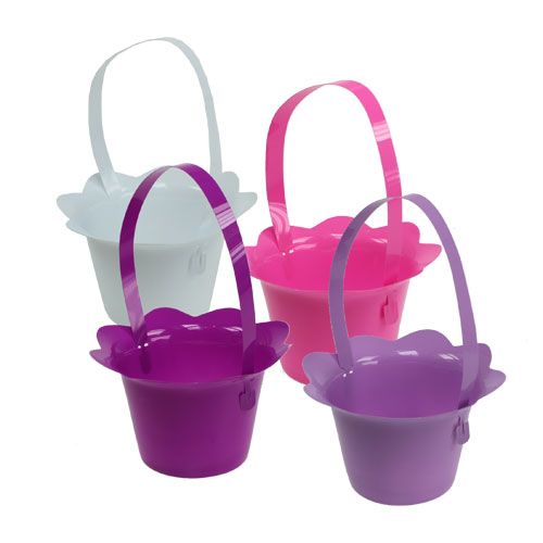 Floristik24.ie Plastic pot with handle colored Ø15cm H9.5cm 10pcs