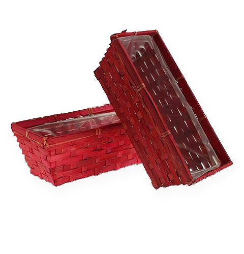 Floristik24.ie Chip basket set square red 20x12x9cm 10pcs-25234